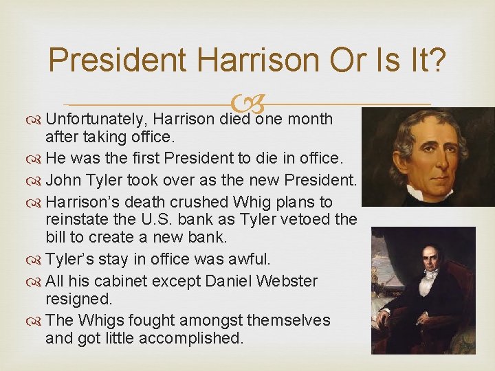 Presidents Van Buren Harrison and Tyler Panic of