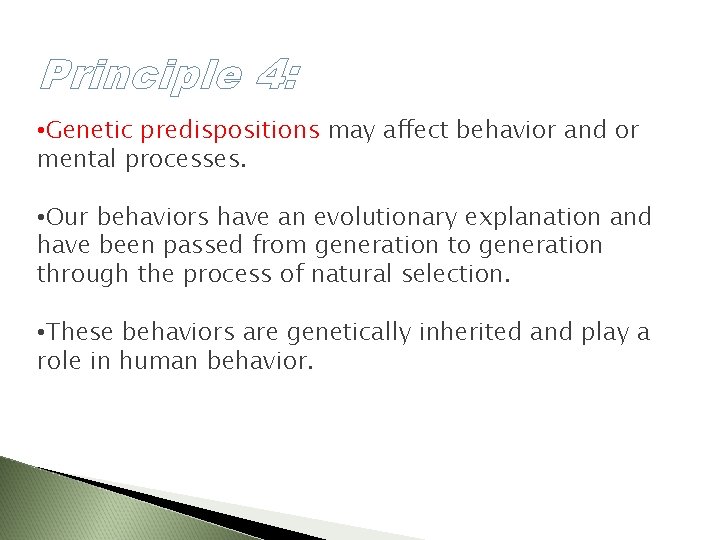 Genetics and Behavior Formal Lecture To what extent