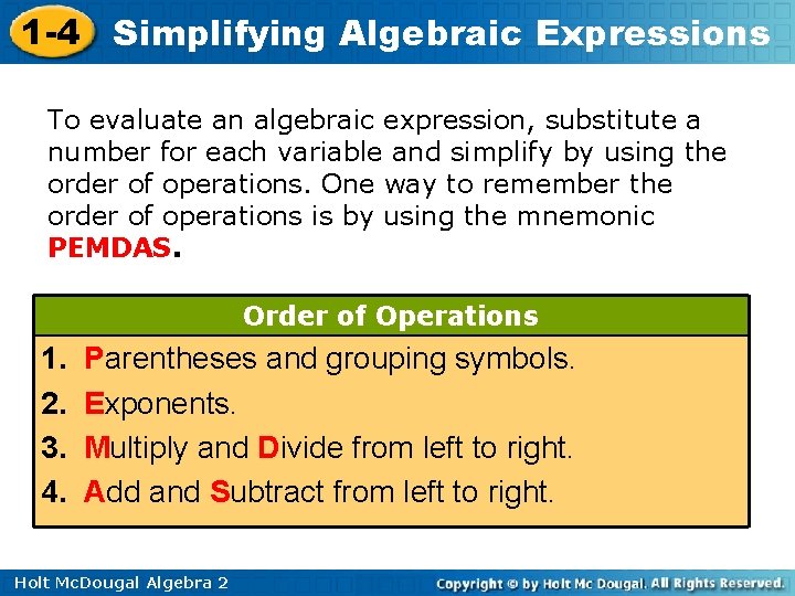 1 4 Simplifying Algebraic Expressions Warm Up Lesson