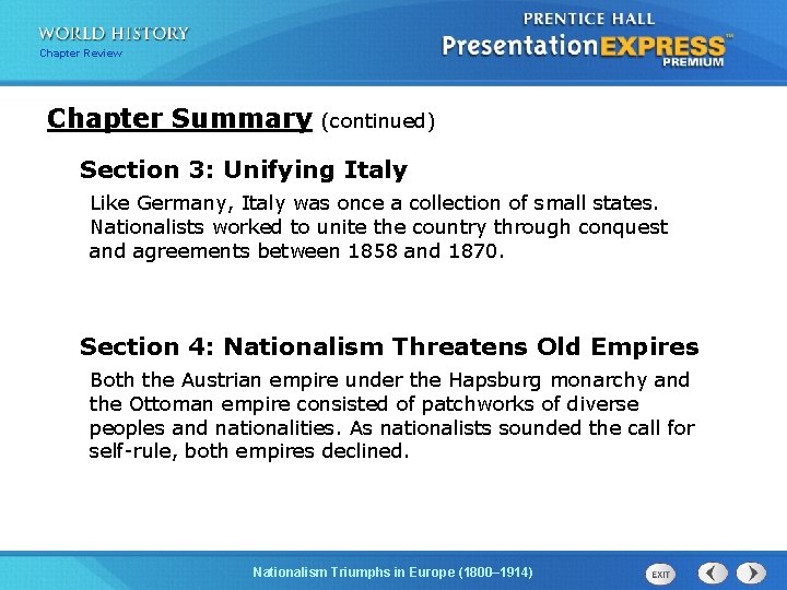 Chapter Review Chapter Summary Section 1 Building a