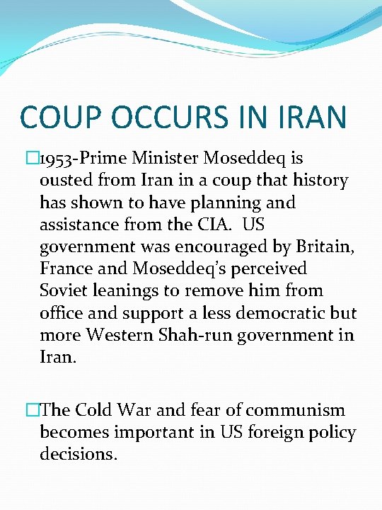 US AND THE MIDDLE EAST GLOBAL CONNECTIONS REQUIRED