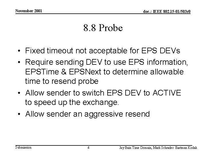 November 2001 doc IEEE 802 15 01503 r