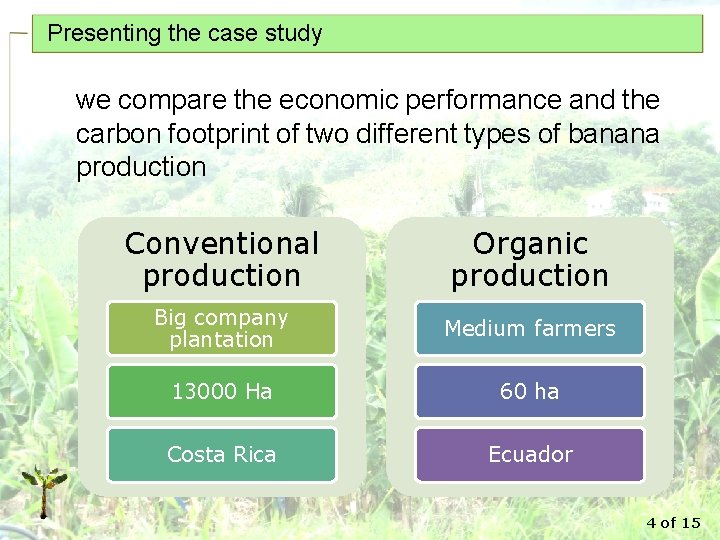 Organic vs Conventional Banana production Comparison of economic