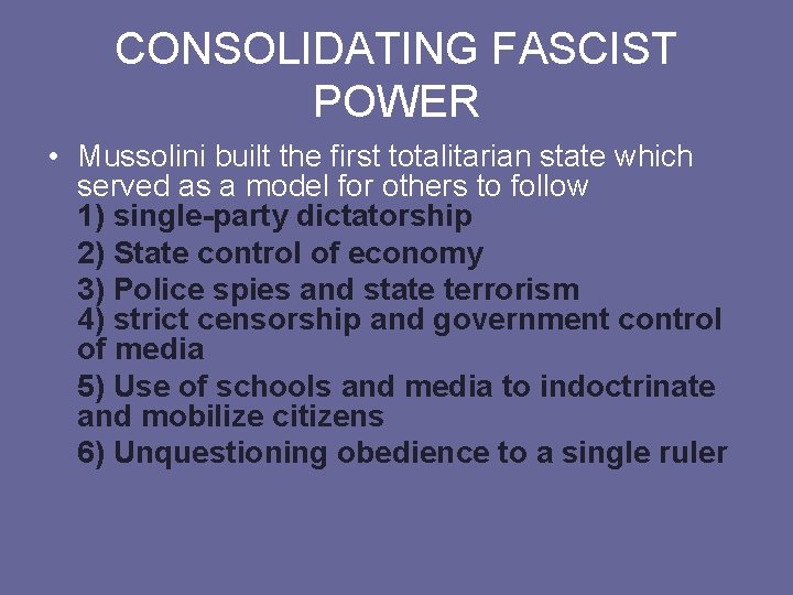 Chapter 30 Section 3 Benito Mussolini THE RISE