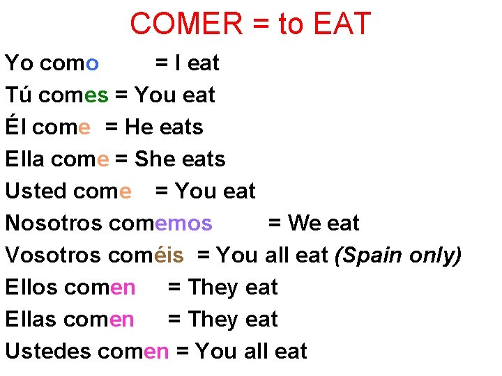 Regular ER verbs Regular ER verbs are a