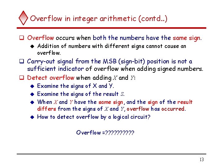 Lecture 4part 1 Topics covered Arithmetic Number representation