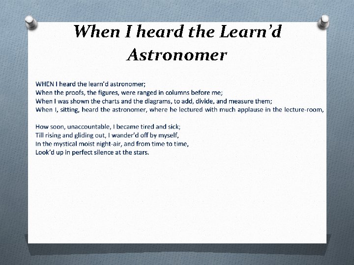 When I Heard the Learnd Astronomer by Walt