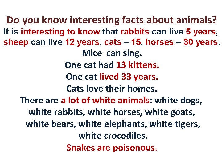 What Do We Know about Animals Do you
