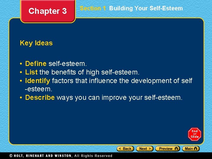 Chapter 3 Section 1 Building Your SelfEsteem Preview
