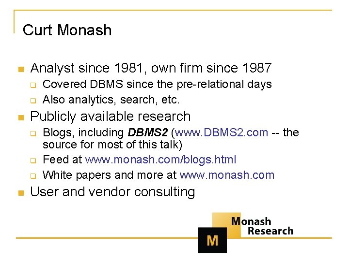 How to Select an Analytic DBMS Overview checklists