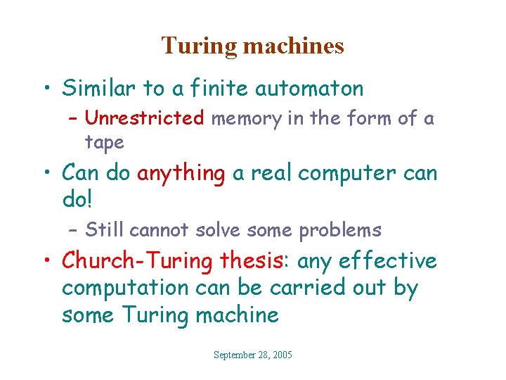 CSCI 2670 Introduction to Theory of Computing September