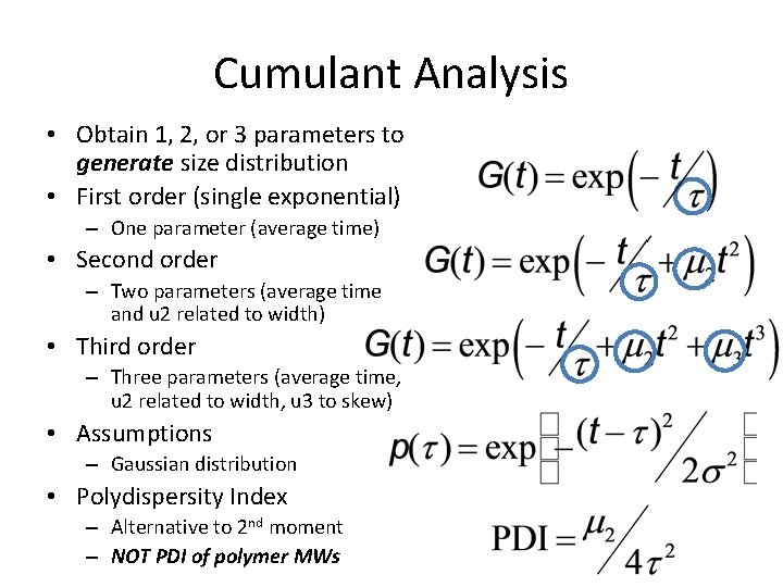 786 Data Analysis Options Recall DLS Basics I