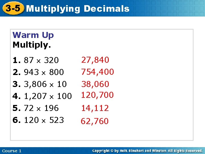 3 5 Multiplying Decimals Warm Up Problem of