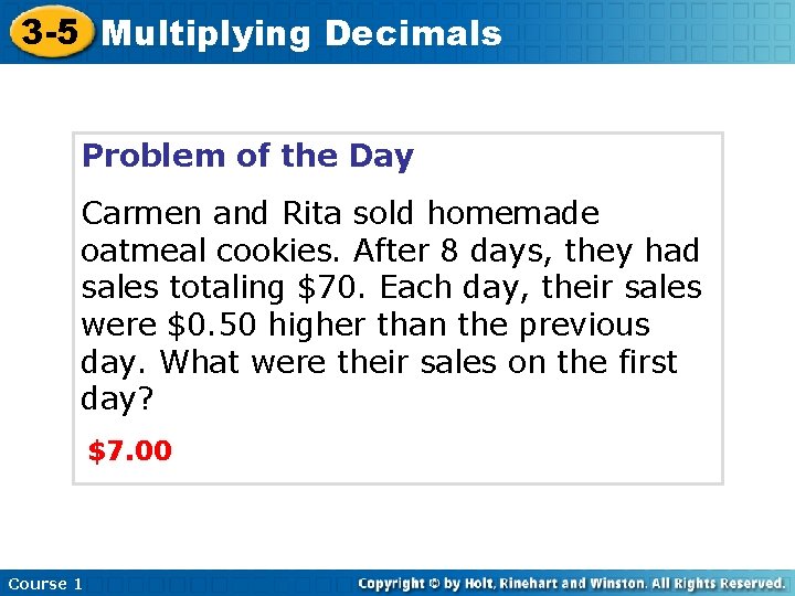 3 5 Multiplying Decimals Warm Up Problem of