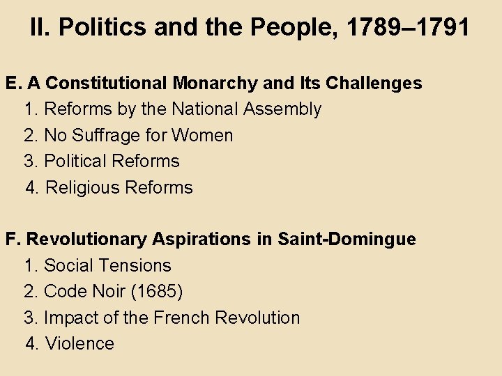 The Revolution in Politics 1775 1815 I Background