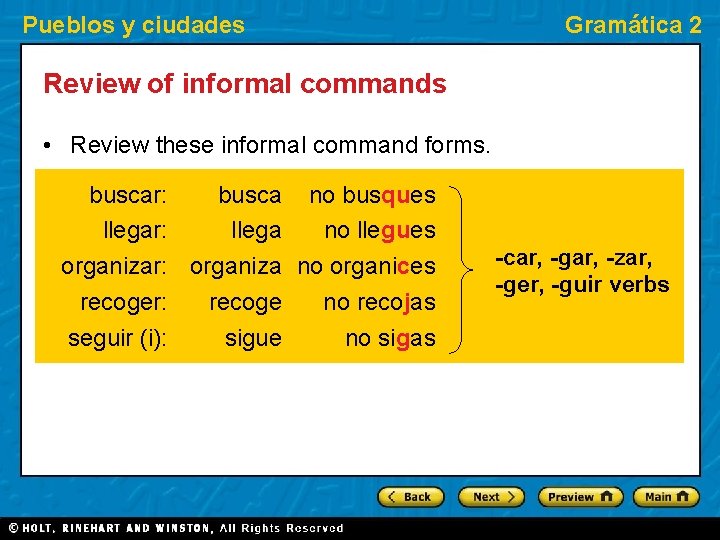 Pueblos y ciudades Gramtica 2 Repaso Commands with