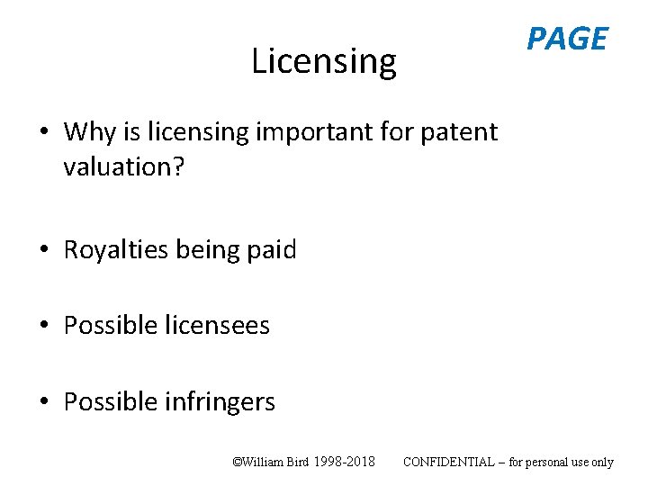 PAGE Evaluation of IP William Bird European British
