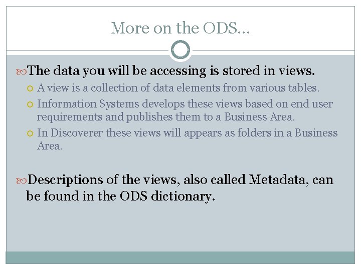 Discoverer Plus FRAN CAMPANA CATMORGAN LIBRARY What is