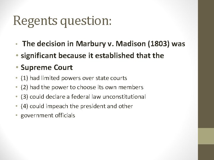 Marbury v Madison 1803 Set up your lined