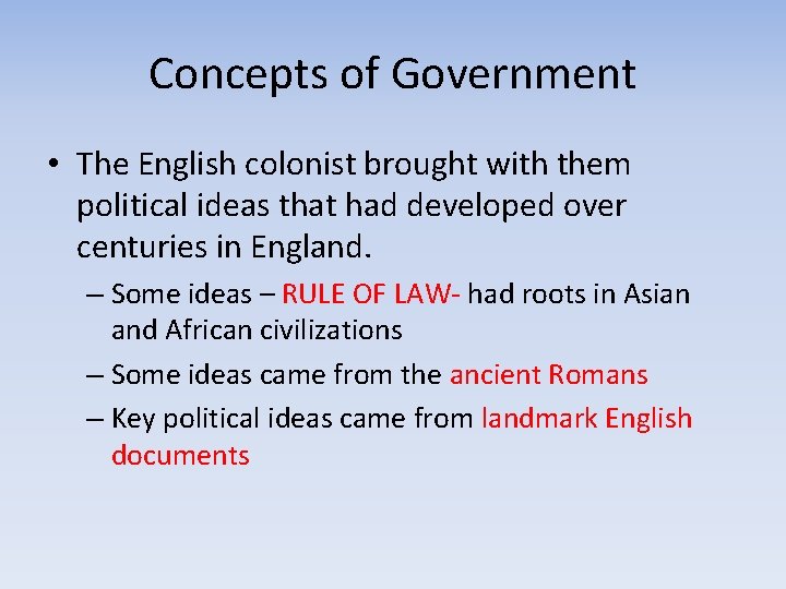 Vocabulary Limited Government Representative Government Magna Carta ...