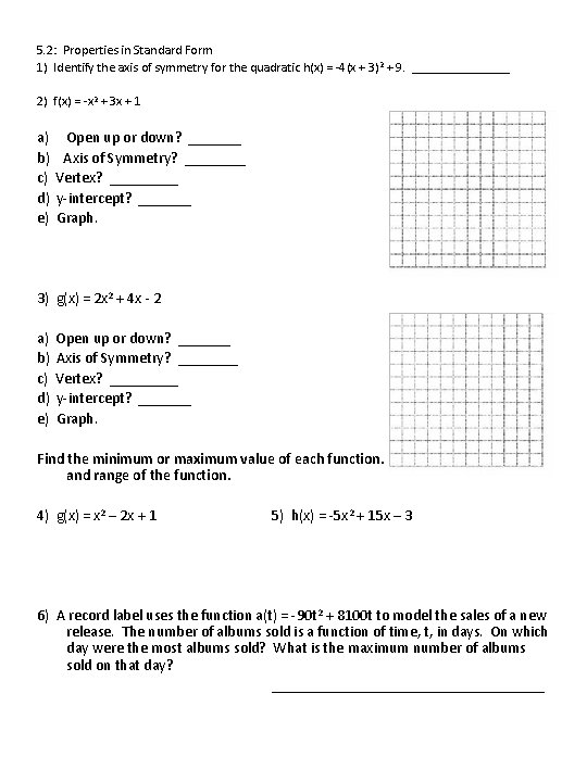 ALGEBRA 2 WS 5 1 5 2 Name