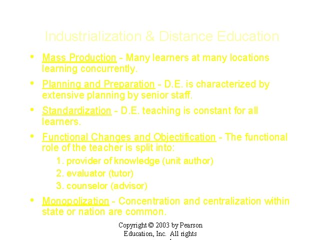 DE Definitions and Theory Copyright 2003 by Pearson