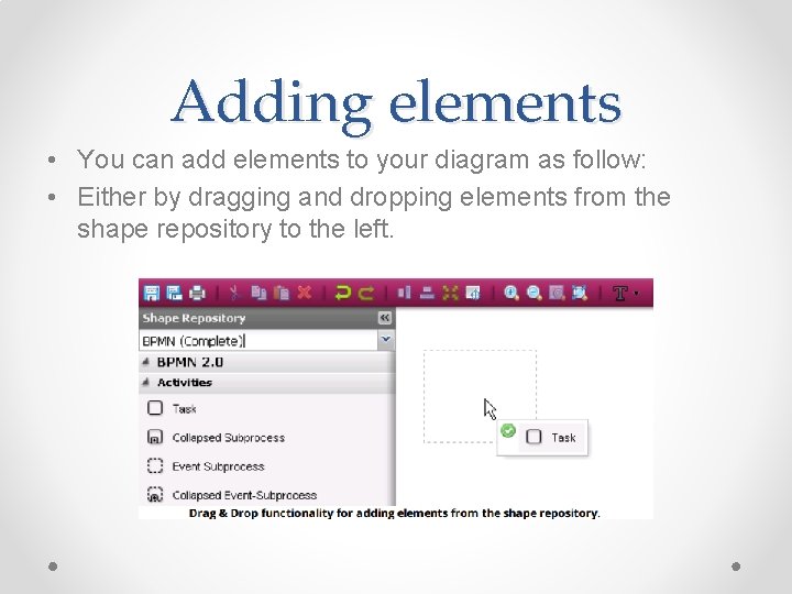 Modeling simulation of business cases Editing diagrams Reminder