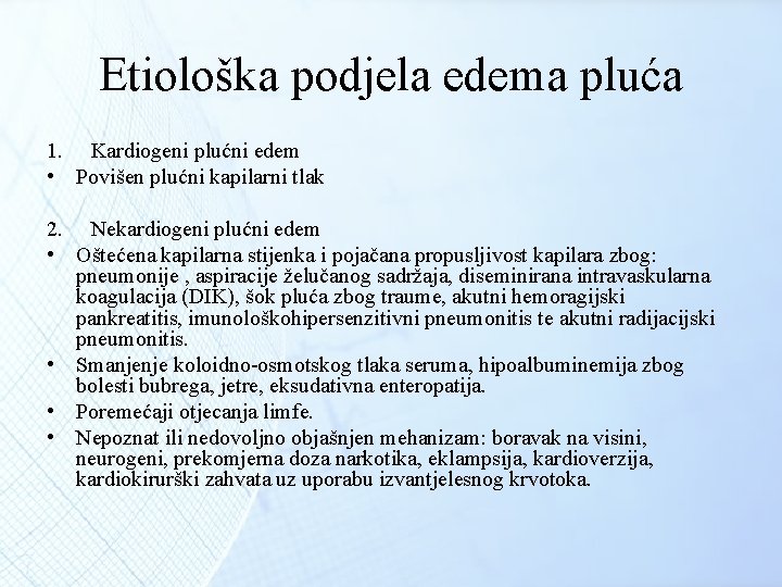 Akutni pluni edem Matea Baranik dr med Akutni