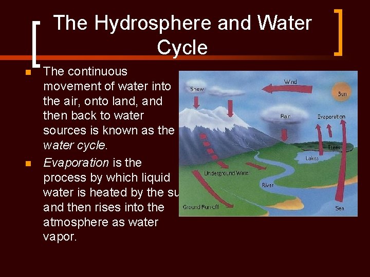 Chapter 3 Section 3 The Hydrosphere and Biosphere