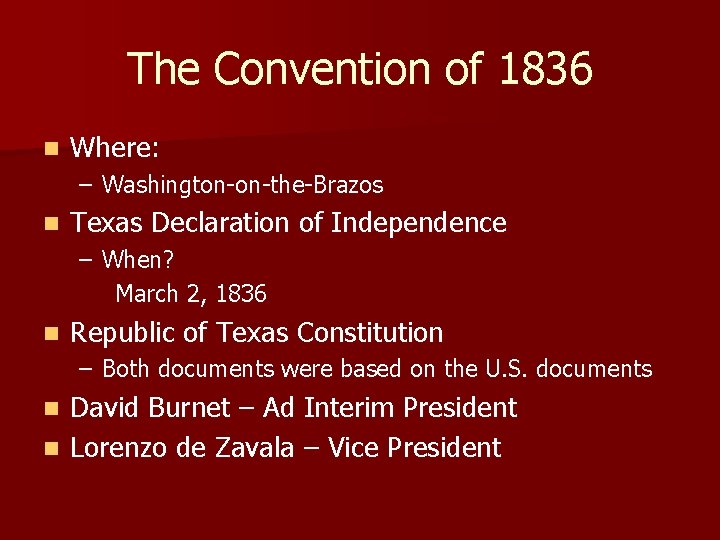 Republic to Statehood The development of Texas from
