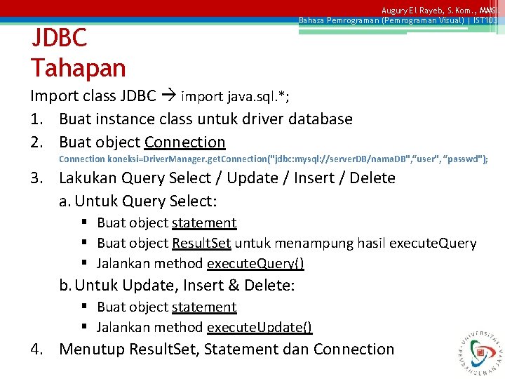 Bahasa Pemrograman Pemrograman Visual 13 Aplikasi GUI Database