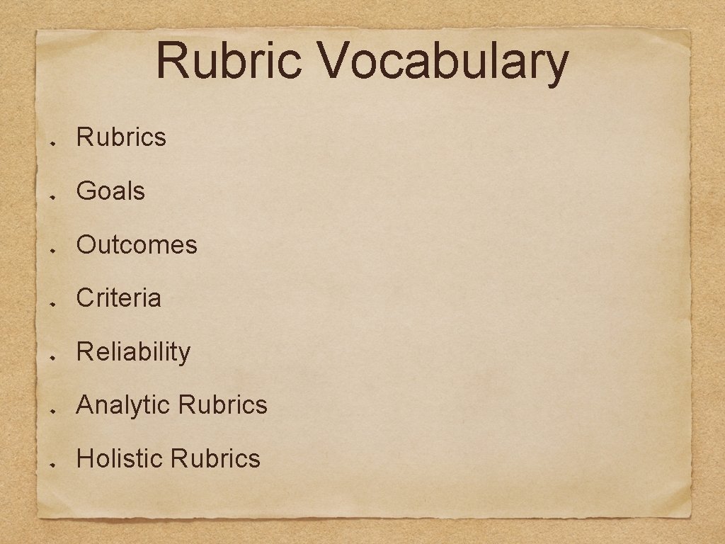 Defining the Goals Developing Rubrics that Support Student
