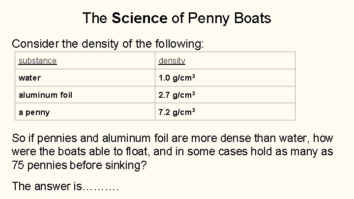 STEM Lab 2 Penny Boat Challenge The Challenge