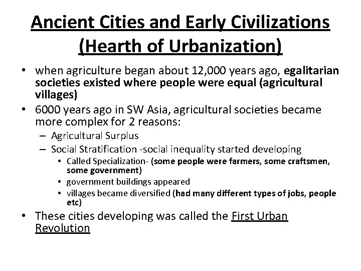 Urbanization Notes Chapter 9 Introduction worldwide people are