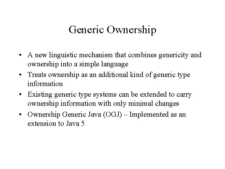 Featherweight Generic Ownership Alex Potanin James Noble Victoria