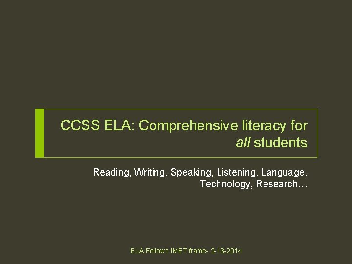 Basic Introduction to the IMET kit for Washington