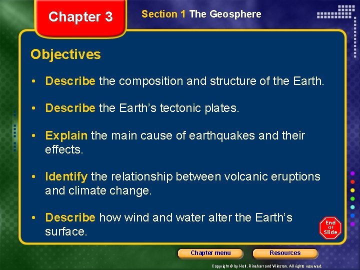 Chapter 3 The Dynamic Earth Table of Contents