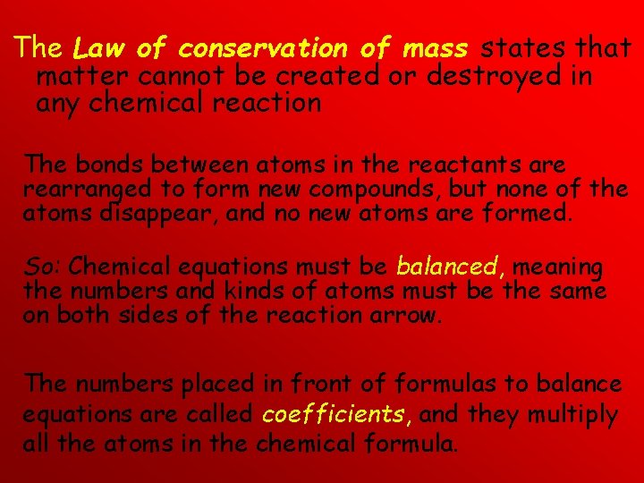Conservation of Mass and Reactions Objective 4 TEK