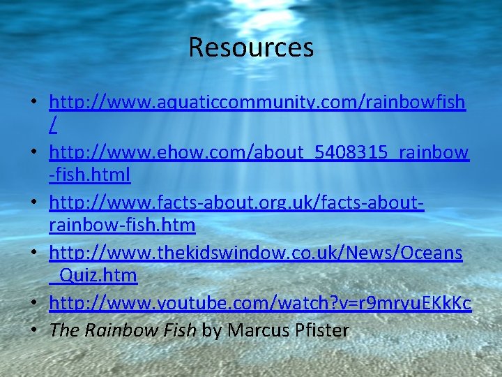The Rainbow Fish Illinois Learning Standards CC 1