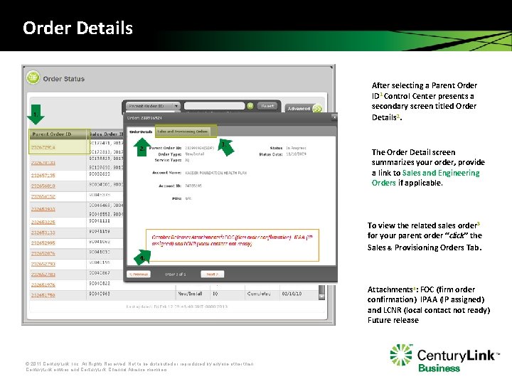 Control Center Order Status September 2011 Welcome to