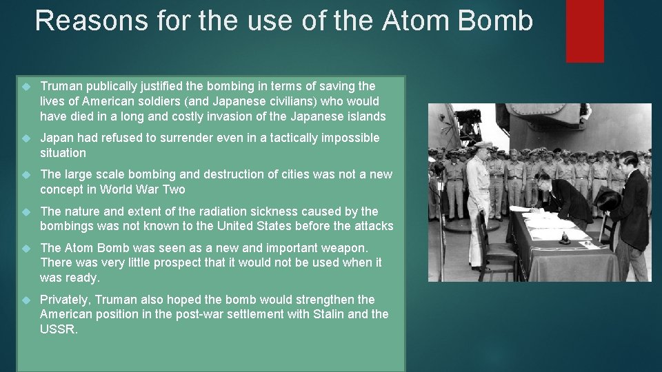 Atomic Weapons and International Relations 1945 56 OBJECTIVES