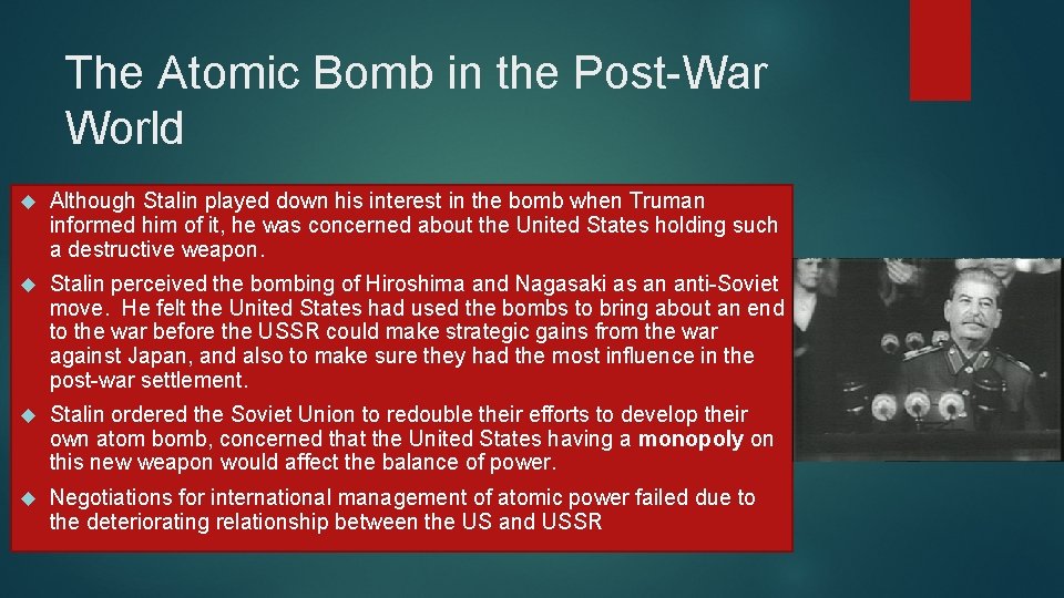 Atomic Weapons and International Relations 1945 56 OBJECTIVES