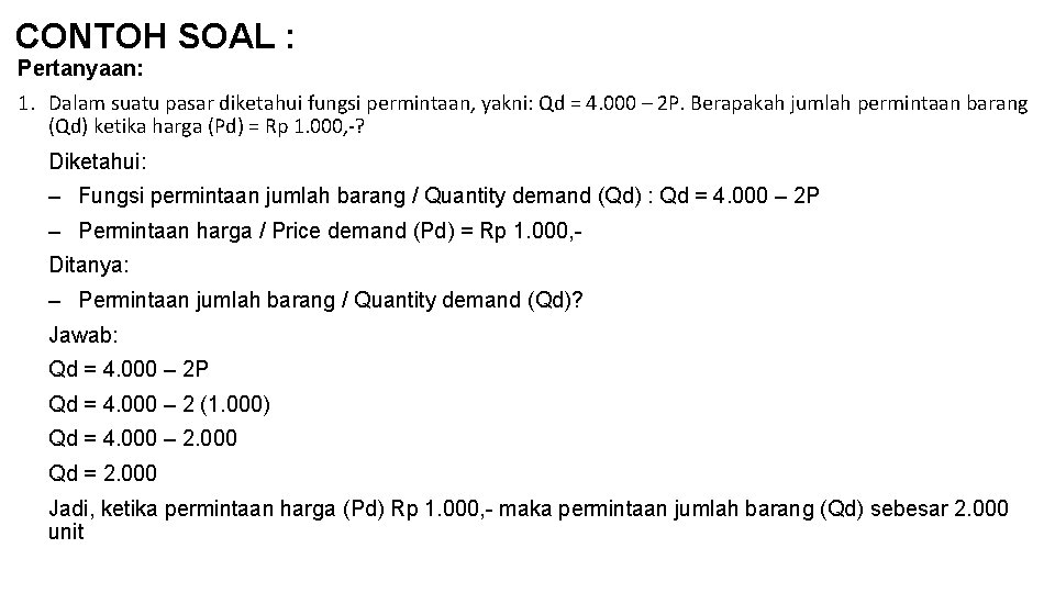 C HARGA PASAR Pengertian harga dan jumlah barang