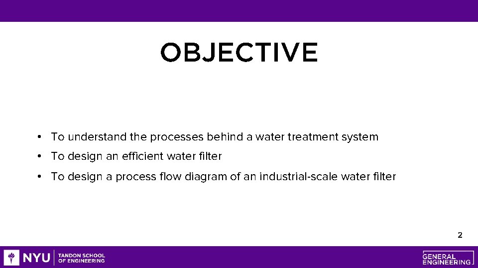 PROCESSES WATER FILTERS EG 1003 LAB 8 OVERVIEW