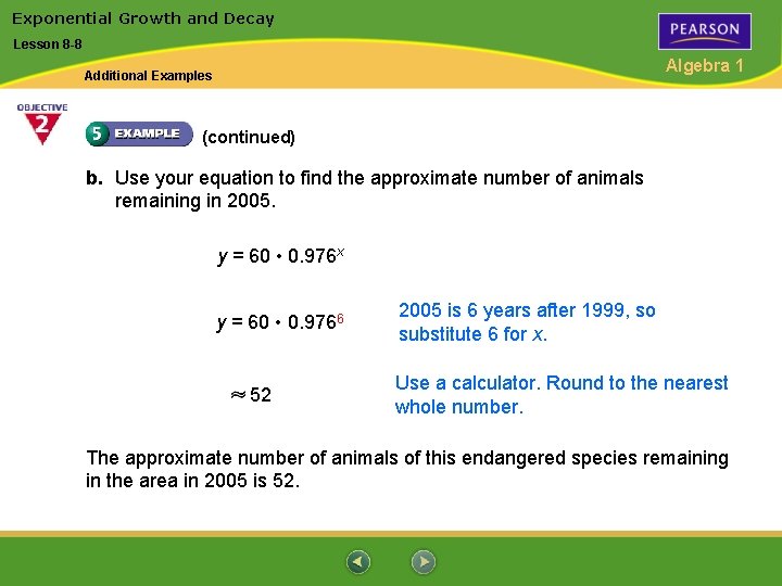 Exponential Growth and Decay Lesson 8 8 Algebra