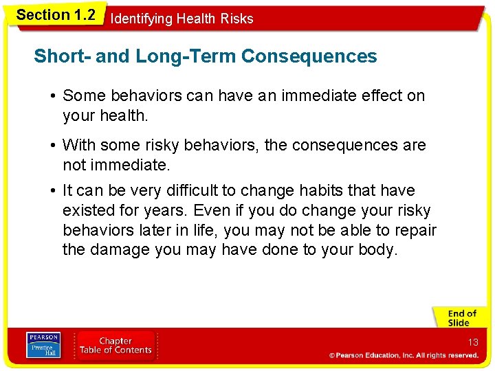 Section 1 2 Identifying Health Risks Objectives Identify
