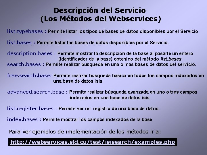 Webservices de bsqueda en bases de datos Isis