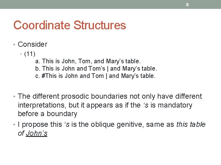 ENGLISH GENITIVES IN COORDINATE STRUCTURES Caleb Feltis University