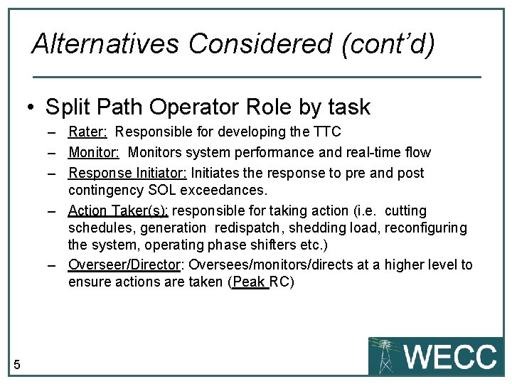 Bert Peters Chair Path Operator Task Force Update