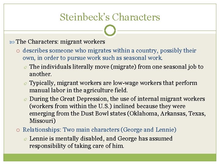 John Steinbecks Of Mice and Men INTRODUCTION NOTES